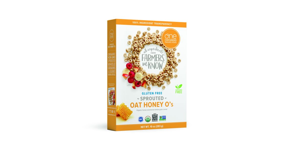 One Degree Sprouted Oat Honey O's Cereal, Organic - Azure Standard