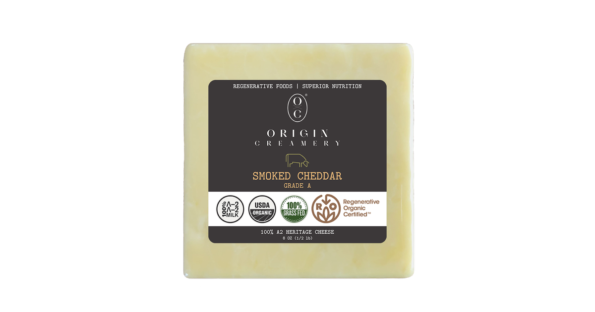 Origin Creamery A2 Mild Raw Cheddar Cheese Block, Smoked, Organic ...