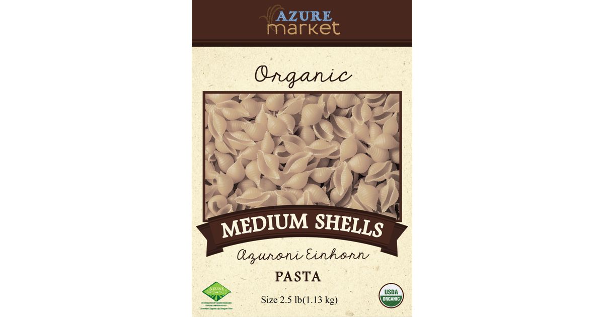 Azure Market Organics Medium Shells Azuroni Einkorn Pasta, Organic ...