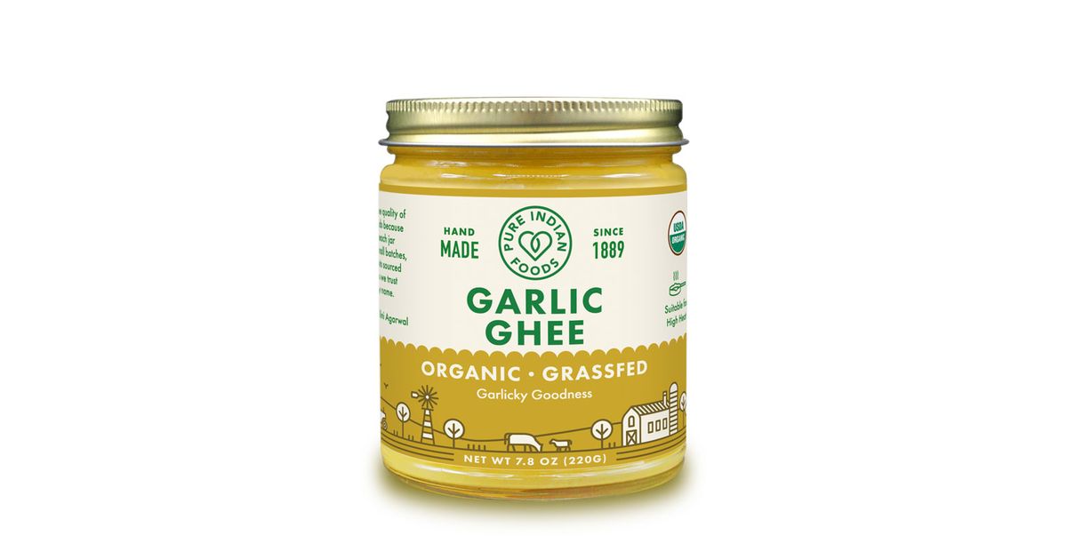 Pure Indian Foods Ghee, Garlic, Grass-Fed, Organic - Azure Standard
