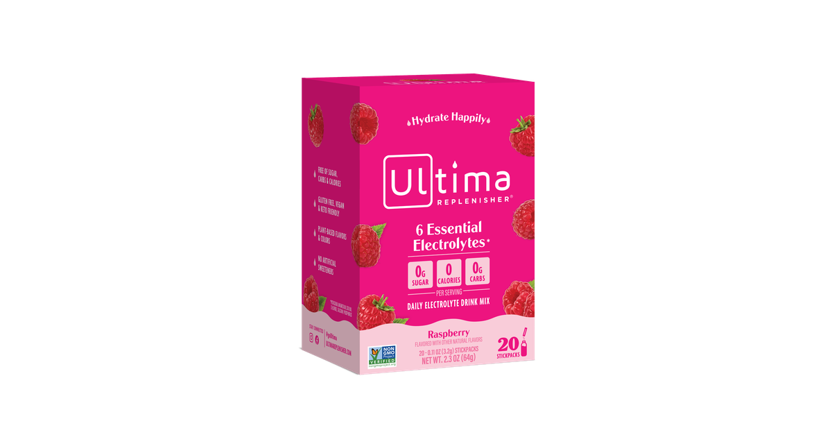 Ultima Replenisher Electrolyte Hydration Powder, Raspberry, Drink Stick ...