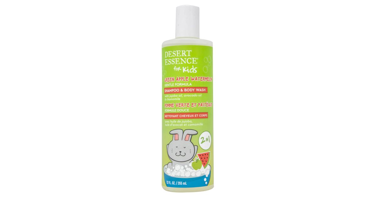 Desert Essence Kids 2-in-1 Shampoo & Body Wash, Green Apple Watermelon ...
