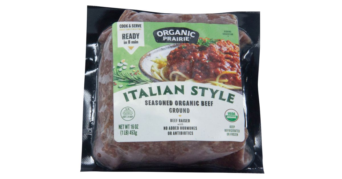 Organic Prairie Ground Beef, Seasoned, Italian Syle, Frozen, Organic ...