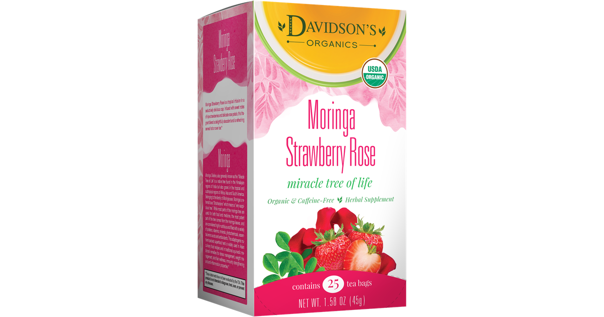 Davidson's Organics Tea, Moringa Strawberry Rose, Organic - Azure Standard
