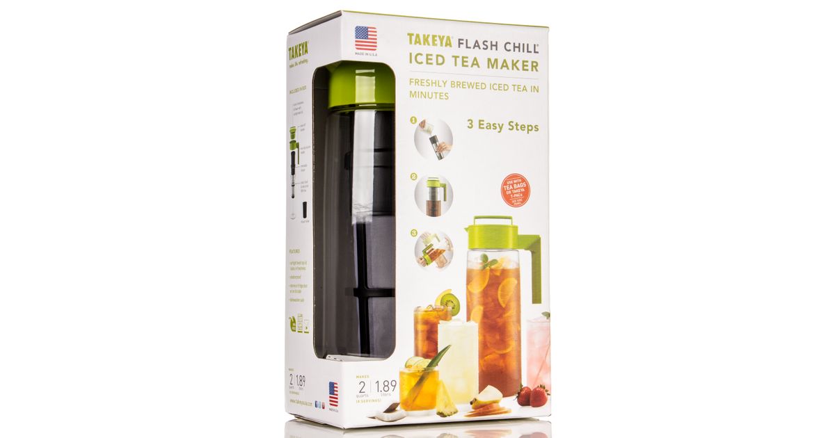 Takeya Flash Chill Ice Tea Maker 2qt. with Infuser, Clear with Green ...