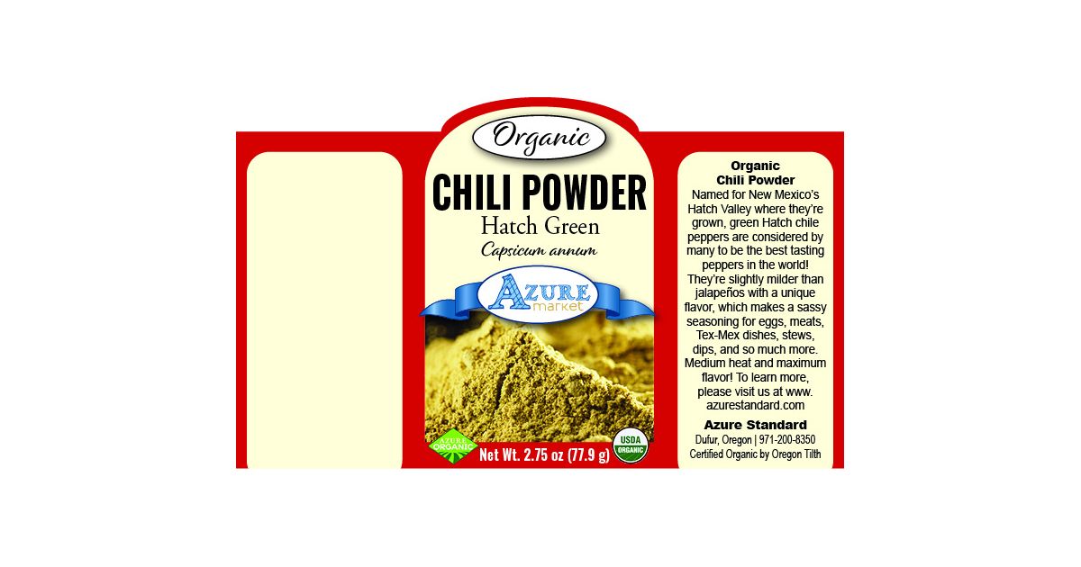 Azure Market Organics Chili Powder, Hatch Green, Organic - Azure Standard