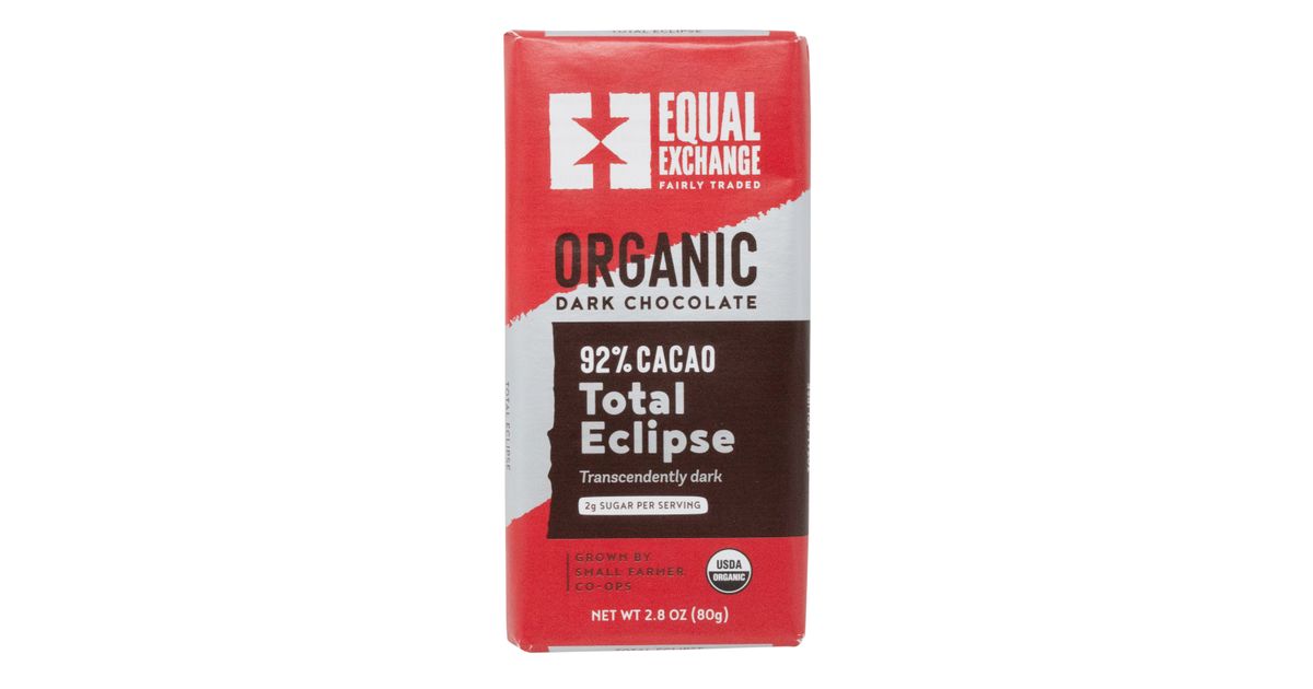 Equal Exchange Dark Chocolate Bar, Total Eclipse, 92%, Organic - Azure ...