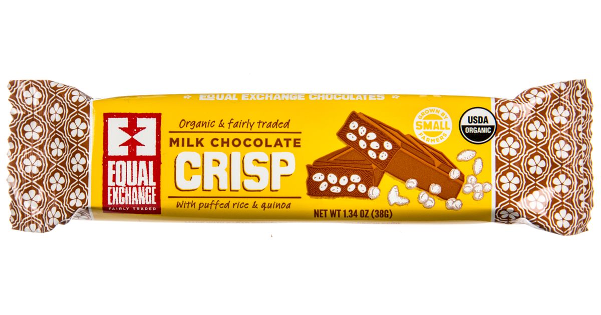 Equal Exchange Chocolate Crisp Candy Bar, Milk Chocolate, Organic ...