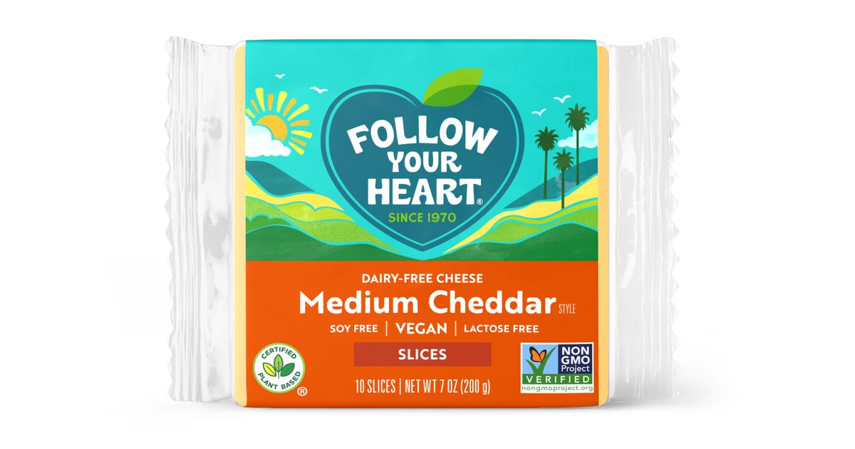 Follow Your Heart Cheese, Medium Cheddar, Slices, Dairy Free - Azure ...