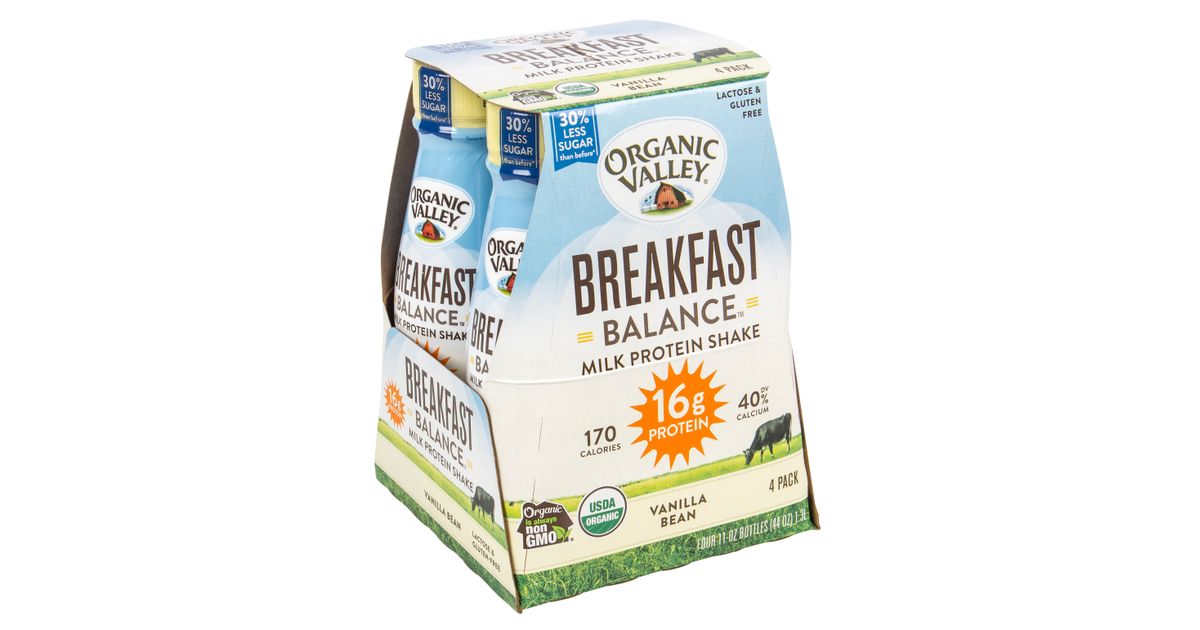 Organic Valley Breakfast Balance Milk Protein Shake, Vanilla Bean ...
