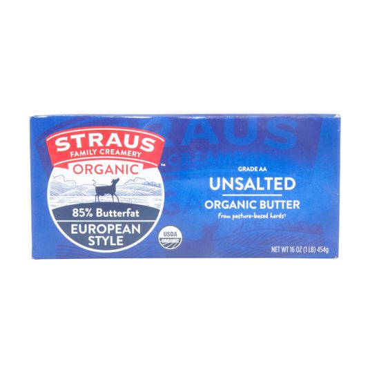 Straus Family Creamery European Style Butter, Sweet, Unsalted, Organic ...