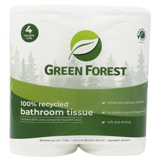 Green Forest Bathroom Tissue, 352 ct 2 ply, (4 Roll/Pack) Recycled ...