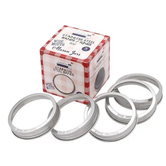 Mason Jar Lifestyle Jar Bands/Rings, Wide Mouth, Stainless Steel ...
