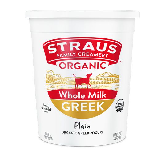 Straus Family Creamery Greek Yogurt, Whole Milk, Plain, Organic - Azure ...