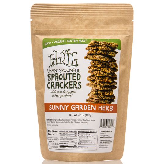 Livin' Spoonful Sprouted Crackers, Sunny Garden Herb - Azure Standard