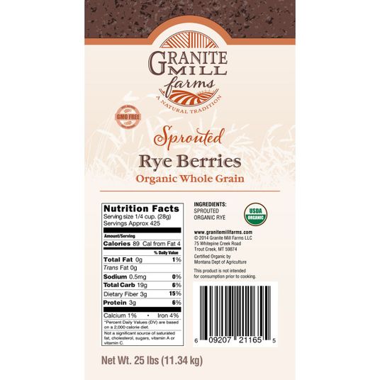 Granite Mill Farms Sprouted Rye Berries, Organic - Azure Standard