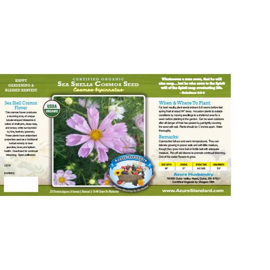 Azure Husbandry Sea Shells Cosmos Seed, Organic - Azure Standard