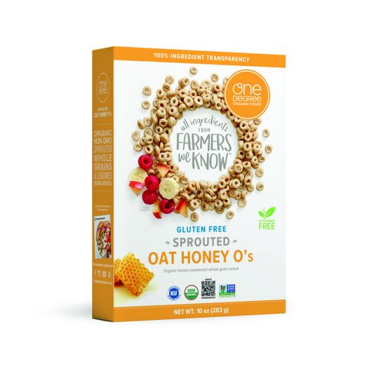 One Degree Sprouted Oat Honey O's Cereal, Organic - Azure Standard