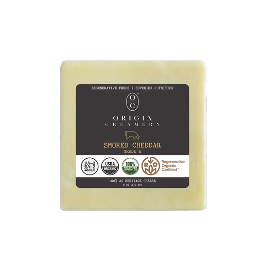 Origin Creamery A2 Mild Raw Cheddar Cheese Block, Smoked, Organic ...