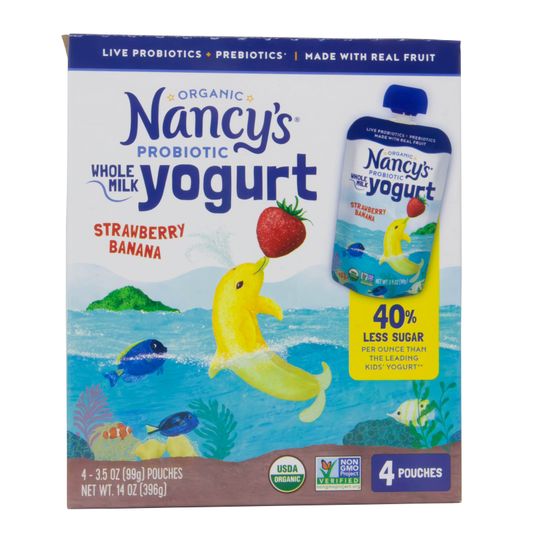 Nancy's Yogurt Pouch, Whole Milk, Strawberry Banana, Organic - Azure ...