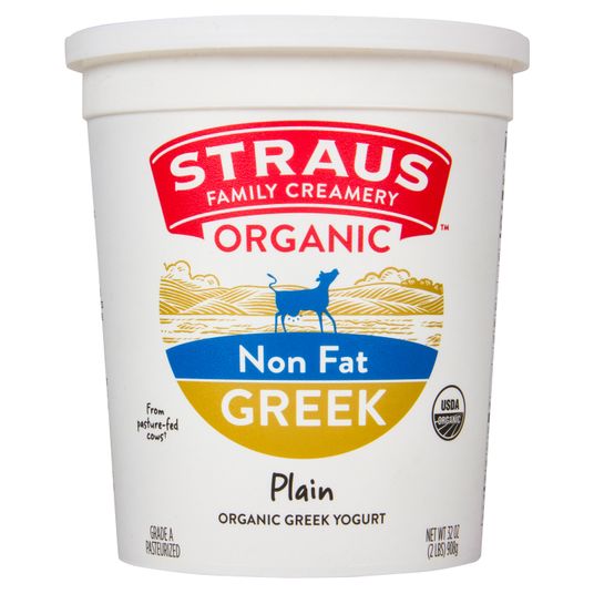 Straus Family Creamery Greek Yogurt, Nonfat, Plain, Organic - Azure ...